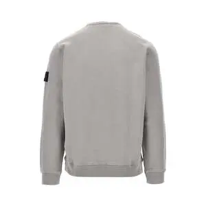 Stone Island Crewneck Cotton Sweatshirt With Logo Badge - Grey