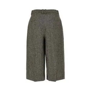 Saint Laurent Wool-blend Skirt Pants With Herringbone Motif - Brown