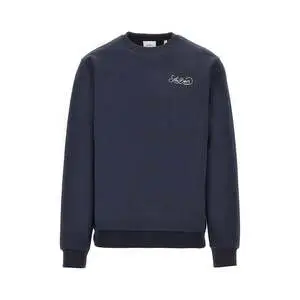 LES DEUX Cotton Weathirt With Logo Print - Blue