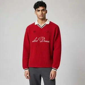 LES DEUX Knitted Polo Hirt With Logo Embroidery