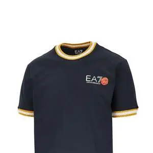 EA7 Cotton T-hirt With Logo Print