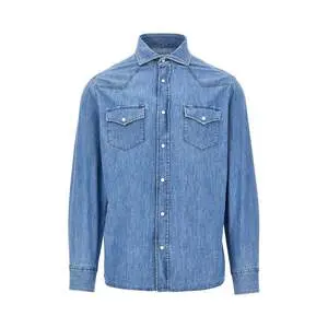 Brunello Cucinelli Cotton Denim Hirt - Blue