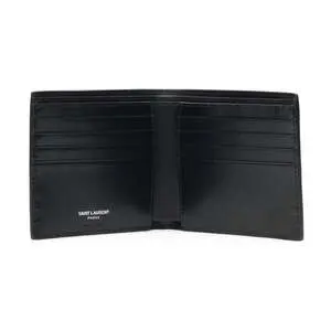 Saint Laurent Leather Bi-fold Wallet With Monogram