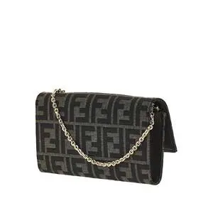Fendi Jacquard Ff Fabric Wallet With Chain