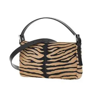 Fendi Baguette 26424 Pony Hair Leather Tigerskin Print Bag