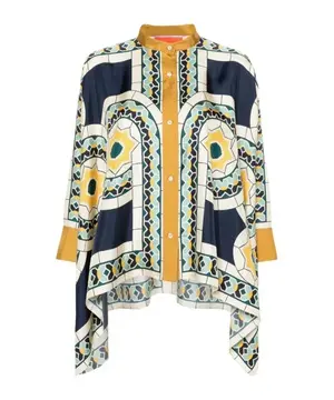 La DoubleJ Foulard Geometric Pattern Blouse - Multicolor