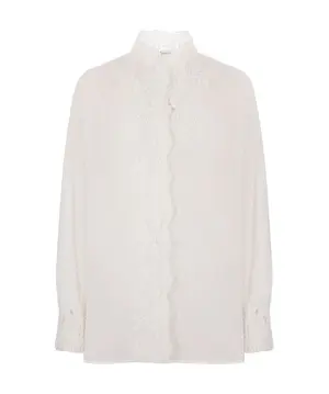Ermanno Scervino Lace-trim Mock Neck Shirt