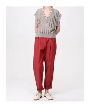 Brunello Cucinelli High Waisted Straight Leg Trousers - Red