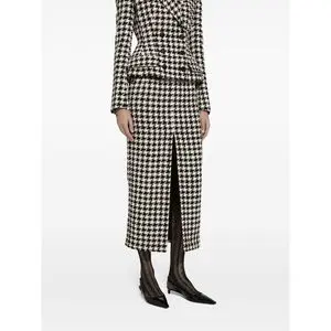 Dolce & Gabbana Dolce Gabbana Houndstooth Printed Midi Skirt
