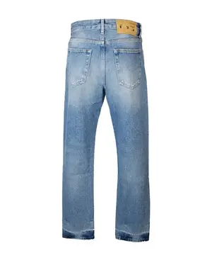 Off-White Logo Patch Straight Leg Cropped Jeans