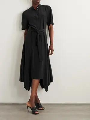 Stella McCartney Iconic Crepe Asymmetric Midi Dress With Belt