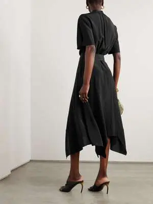 Stella McCartney Iconic Crepe Asymmetric Midi Dress With Belt