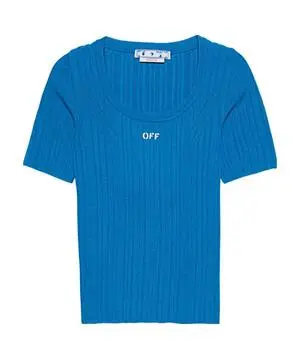 Off-White Logo-print Knit Top - Blue