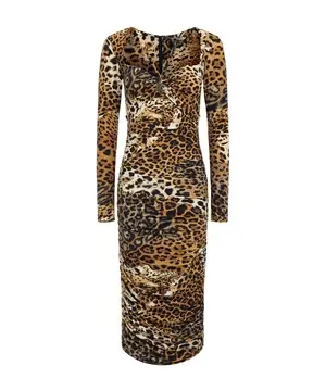 Roberto Cavalli Jaguar Skin Printed Dress - Black
