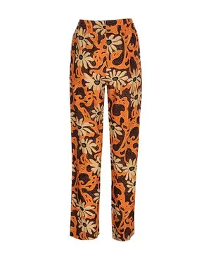 Nanushka Floral Printed Wide-legged Pants - Orange