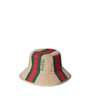 Gucci Web Detailed Bucket Hat - Nude