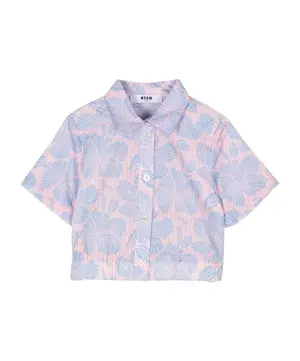 MSGM Hawaiian Floral-print Cropped Shirt - Purple