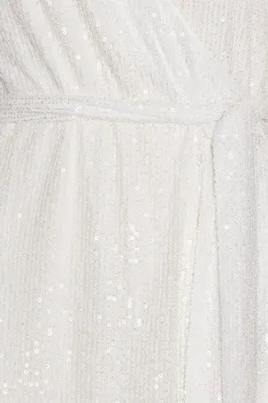 ROTATE BY BIRGER CHRISTENSEN V-neck Sequined Midi Wrap Dress