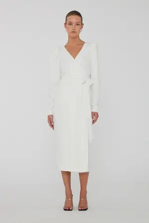 ROTATE BY BIRGER CHRISTENSEN V-neck Sequined Midi Wrap Dress