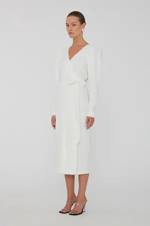 ROTATE BY BIRGER CHRISTENSEN V-neck Sequined Midi Wrap Dress