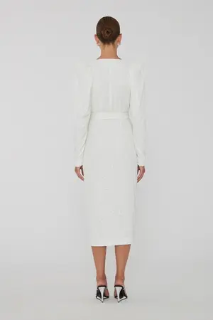 ROTATE BY BIRGER CHRISTENSEN V-neck Sequined Midi Wrap Dress