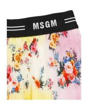 MSGM Teen Floral-print Pleated Skirt