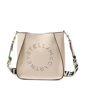 Stella McCartney Logo Perforated Shoulder Bag - Nude