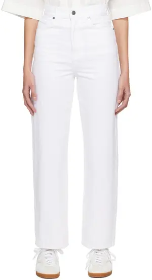 Khaite High Rise Straight Leg Jeans - White