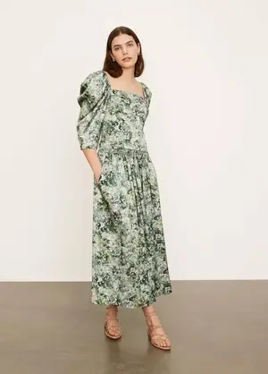 Vince Floral-print Square-neck Blouse