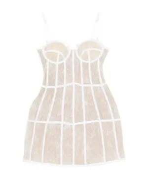 Giuseppe Di Morabito Lace Panelled Mini Dress - White