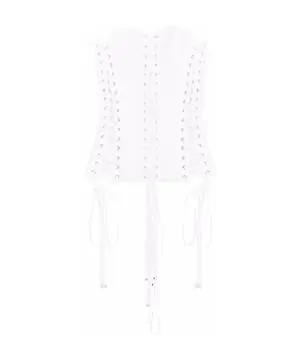 Dolce & Gabbana Lace-up Cotton Corset Vest - White