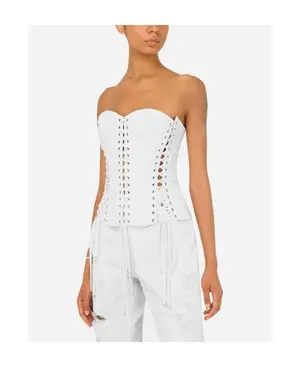 Dolce & Gabbana Lace-up Cotton Corset Vest