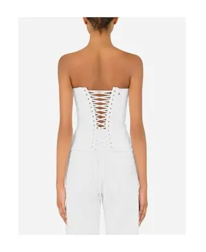 Dolce & Gabbana Lace-up Cotton Corset Vest