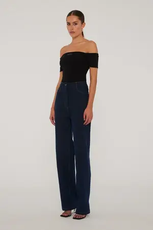 ROTATE BY BIRGER CHRISTENSEN Straight-leg Cotton-blend Jeans In Medium Wash