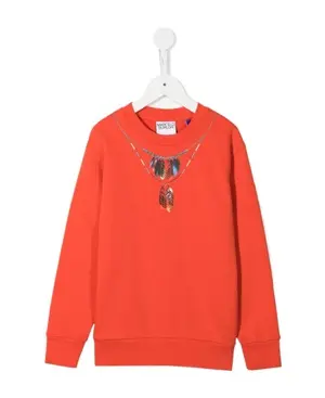 MARCELO BURLON COUNTY OF MILAN Feather Necklace-print Sweatshirt - Orange