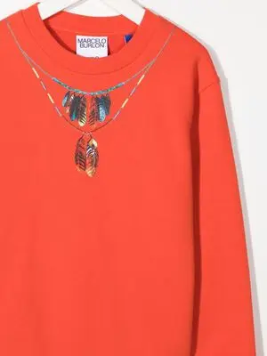 MARCELO BURLON COUNTY OF MILAN Feather Necklace-print Sweatshirt