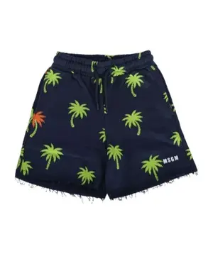 MSGM Palm Tree-print Cotton Shorts - Black