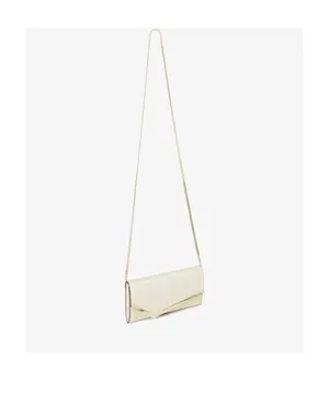 JIMMY CHOO Emmie Patent Leather Handbag With Detachable Chain - White