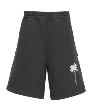 Palm Angels Palm Tree-printed Elasticated Waist Track Shorts - Black