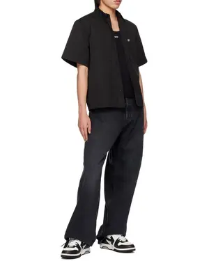 Off-White Logo Patch Wide Leg Jeans