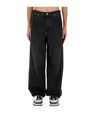 Off-White Logo Patch Wide Leg Jeans