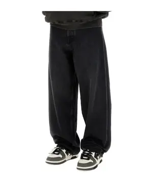 Off-White Logo Patch Wide Leg Jeans