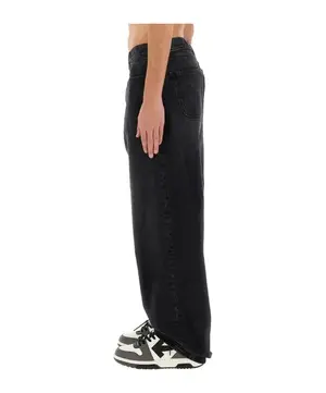 Off-White Logo Patch Wide Leg Jeans