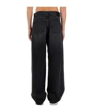 Off-White Logo Patch Wide Leg Jeans