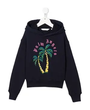 Palm Angels Palm Tree Embroidered Cotton Hoodie