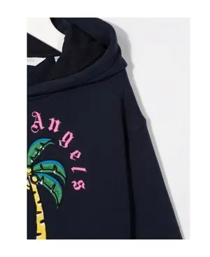 Palm Angels Palm Tree Embroidered Cotton Hoodie
