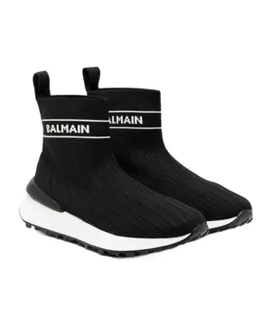 Balmain Logo-intarsia Sock Sneakers - Black