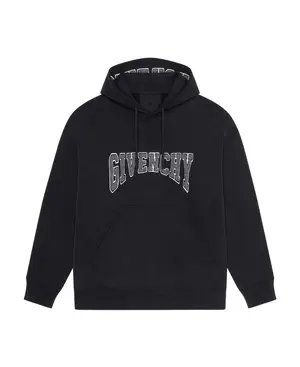 Givenchy Embroidered Logo Drawstring Hoodie - Faded Black