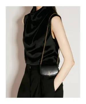 Saint Laurent Logo Plaque Foldover Top Mini Clutch Bag