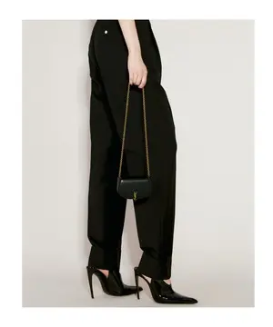 Saint Laurent Logo Plaque Foldover Top Mini Clutch Bag